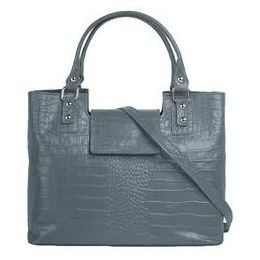 Henkeltasche CLUTY, Damen, Gr. B/H/T: 30cm x 20cm x 6cm onesize, blau, Leder, Reptilienpr&auml;gung, Taschen, echt Leder, Made in Italy