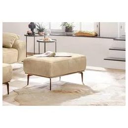 Polsterhocker W.Schillig "run", beige (sahara s37), B:75cm H:46cm T:60cm, Stoff S37 (100% Polyester);ROHLEDER Chenille-Flachgewebe Q2 W77 (68% Polyacryl, 32% Polyester);Stoff S37 (100% Polyester), Hocker, Polsterhocker, mit Holzsockel, F&uuml;&szlig;e in Bronze pulverbeschichtet, Breite 75 cm