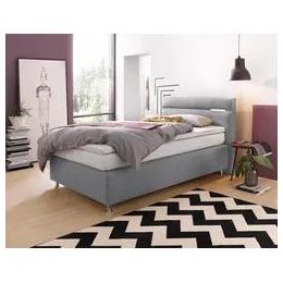 Boxspringbett, grau (strukturstoff grau), mit LED-Beleuchtung, Liegefl&auml;che B/L: 120cm x 200cm, H3, 7-Zonen-Kaltschaummatratze, Bezug Unterbox und Kopfteil: Strukturstoff (77% Polyester und 23% Viskose);Bezug Obermatratze 100% Polyester, waschbar bis 60C, Westfalia Schlafkomfort, Komplettbetten, Boxspringbett, wahlweise mit LED-Beleuchtung