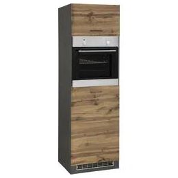 Backofen/K&uuml;hlumbauschrank KOCHSTATION "KS-Trier", grau (wotaneiche, grafit), B:60cm H:200cm T:60cm, Holzwerkstoff, MDF, Schr&auml;nke, Backofenumbauschrank K&uuml;hlschrankumbauschrank Umbauschrank, Breite 60 cm