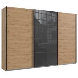 Schwebet&uuml;renschrank wimex "Norderstedt", grau (artisan eiche nachbildung, glas grau), B:313cm H:236cm T:64cm, Schr&auml;nke, Schwebet&uuml;renschrank, INKLUSIVE 2 Stoffboxen und 2 zus&auml;tzliche Einlegeb&ouml;den, mit Glast&uuml;r