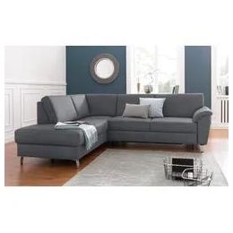 Sit & More Ecksofa SIT & MORE "Texel L-Form", grau (dunkelgrau), B:250cm H:87cm T:201cm, Kunstleder SOFTLUX;Luxus-Microfaser (100% Polyester), Sofas, Ecksofa, mit Federkern, wahlweise mit Bettfunktion und Bettkasten