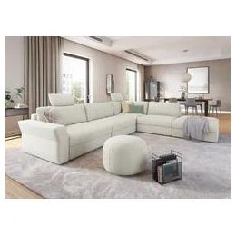 Sit & More Ecksofa SIT & MORE "Cadabra L-Form", beige (creme), B:356cm H:80cm T:292cm, Samtoptik (100% Polyester);Soft clean (98% Polyester, 2% Polyamid);Struktur fein (100% Polyester), Sofas, Ecksofa, Breite 356 cm, mit Sitztiefenverstellung