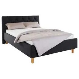 Polsterbett Home Affaire "Sunley 100", grau (anthrazit), B:163cm L:210cm, Struktur (100% Polyester);Strukturstoff (100% Polyester), Betten, Polsterbett, Kreuzsteppung, Kopfteilh&ouml;he 102 cm, ohne oder mit Matratze/Lattenrost