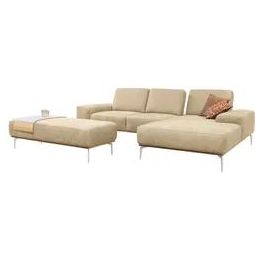 Ecksofa W.Schillig "run, Designsofa mit tollem Sitzkomfort, L-Form", beige (sahara s37), B:279cm H:88cm T:178cm, Longlife Xtra-Leder Z73: Naturwalkleder der Luxusklasse aus den erlesensten Rohh&auml;uten. Hautst&auml;rke 1, 1 &ndash; 1, 3 mm;ROHLEDER Jacquard-Flachgewebe Q2 W60 (63% Polyester, 37% Polyacryl);ROHLEDER Chenille-Flachgewebe Q2 W77 (68% Polyacryl, 32% Polyester);Stoff S37 (100% Polyester), Sofas, Eck