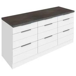 Unterschrank KOCHSTATION "KS-Luhe", wei&szlig; (wei&szlig; matt, wei&szlig;), B:180cm H:86cm T:60cm, MDF, Schr&auml;nke, Unterschrank, 180 cm breit, f&uuml;r viel Stauraum, MDF-Fronten mit waagerechter Lisene