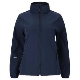 Softshelljacke WHISTLER "Covina", Damen, Gr. 50, blau (dunkelblau), 94% Polyester, 6% Elasthan, unifarben, normal, hoch geschlossener Ausschnitt, Jacken Softshelljacke, mit wasser- und winddichtem Funktionsmaterial