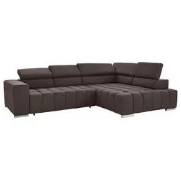 Ecksofa exxpo - SOFA FASHION "Elias, aktuelle Kreuzsteppung im Sitz, bequem, Breite 307cm, L-Form", braun (mocca), B:307cm H:94cm T:201cm, Struktur ( 100% Polyester), Sofas, Ecksofa, mit Kopf- bzw. R&uuml;ckenverstellung, wahlweise mit Bettfunktion