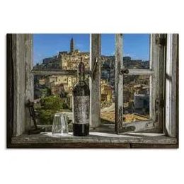 Wandbild Artland "Blick aus dem Fenster Matera, Italien", grau (farbe bild(er): grau), B:90cm H:60cm, Bilder, als Alubild, Leinwandbild, Poster in verschied. Gr&ouml;&szlig;en