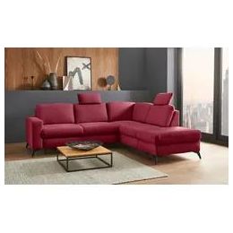 Ecksofa Home Affaire "Lolland L-Form", rot (bordeaux), B:249cm H:88cm T:212cm, Struktur impr&auml;gniert - feucht abwischbar (100% Polyester);Struktur Flausch (90% Polyester, 10% Polyamid);Luxus-Microfaser ALTARA NUBUCK (100% Polyester), Sofas, Ecksofa, Wahlweise mit Bettfunktion und Stauraum, auch mit abwischbarem Bezug