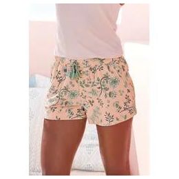 Schlafshorts Lascana, Damen, Gr. 32/34, N-Gr, rosa, Single Jersey, Obermaterial: 60% Polyester, 36% Viskose, 4% Elasthan, gebl&uuml;mt, bequem kurz, Hosen, im Blumen Allover-Druck