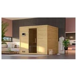 Sauna Karibu "Soraja", beige (naturbelassen), Saunaofen, externe Steuerung, 9 kW, Saunen, Ofen 9 KW externe Strg easy