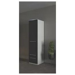 Kleiderschrank Priess "Schrank Garderobe W&auml;scheschrank Barcelona in 5 Breiten", schwarz (schwarz, wei&szlig;), B:48cm H:193cm T:54cm, Holzwerkstoff, Schr&auml;nke, Kleiderschrank, viel Stauraum, ger&auml;umige Schubk&auml;sten, mit Spiegel, MADE IN GERMANY