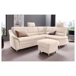 Ecksofa Home Affaire "Cardoso L-Form", beige (creme), B:250cm H:90cm T:175cm, Struktur impr&auml;gniert (100% Polyester);Luxus-Microfaser ALTARA NUBUCK (100% Polyester);Struktur (52% Polyester, 35% Polyacryl, 13% Baumwolle);Luxus-Microfaser weich (90% Polyester, 10% Polyamid), Sofas, Ecksofa, Federkern, wahlweise mit Bett, Schubkasten
