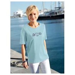 Kurzarmshirt Casual Looks "Shirt", Damen, Gr. 48, blau (hellblau), 100% Baumwolle, bedruckt, gemustert, unifarben, Rundhals, Shirts