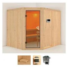 Sauna Karibu "Marit", beige (naturbelassen), Saunaofen, externe Steuerung, 9 kW, Saunen, Ofen 9 KW externe Strg easy