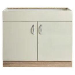 Wiho-K&uuml;chen Sp&uuml;lenschrank WIHO K&Uuml;CHEN "Flexi", beige (front: magnolia, korpus: sonoma eiche), B:100cm H:82cm T:57cm, Schr&auml;nke, Sp&uuml;lenschrank, Breite 100 cm