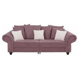 Big-Sofa Home Affaire "King Henry Mega Sofa, viel Platz, Breite 242cm, Federkern", lila (lavendel), B:242cm H:90cm T:103cm, Samtcord &raquo;Ribbon&laquo; (88% Polyester 12% Polyacryl);Luxus-Microfaser (100% Polyester), Sofas, Big-Sofa, in legerer Polsterung und vielen losen Kissen