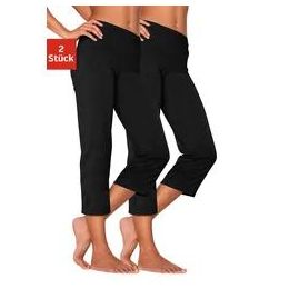 Caprihose Vivance ACTIVE, Damen, Gr. 36/38, N-Gr, schwarz (2x schwarz), Single Jersey, Obermaterial: 95% Baumwolle, 5% Elasthan. Obermaterial 2: 60% Baumwolle, 35% Polyester, 5% Elasthan, unifarben, Basic, eng 3/4-L&auml;nge, Hosen Caprihose, mit Gummibund, Loungewear, Topseller