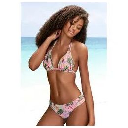 Triangel-Bikini-Top s.Oliver "Azalea", Damen, Gr. 32, Cup A/B, rosa (rose, bedruckt), Microfaser, Recycling-Polyamid, floral, Bikini-Oberteile, im tropischen Druck