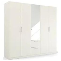 Dreht&uuml;renschrank Rauch "Kleiderschrank Schrank Garderobe Ankleide PURE BY QUADRA SPIN", wei&szlig; (alpinwei&szlig;), B:226cm H:210cm T:54cm, Holzwerkstoff, Schr&auml;nke, Dreht&uuml;renschrank, mit Spiegel, in puristischem Design, Griffe alufarben MADE IN GERMANY