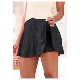Hosenrock Lascana, Damen, Gr. 38, schwarz, Jersey, Obermaterial: 95% Viskose, 5% Elasthan, unifarben, figurumspielend kurz, R&ouml;cke Skort, Skort, Rock inklusive Hose, Basic