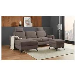 Ecksofa Home Affaire "Lolland L-Form", grau (taupe), B:250cm H:88cm T:162cm, Struktur impr&auml;gniert - feucht abwischbar (100% Polyester);Struktur Flausch (90% Polyester, 10% Polyamid);Luxus-Microfaser ALTARA NUBUCK (100% Polyester), Sofas, Ecksofa, Wahlweise mit Bettfunktion und Bettkasten, Federkern