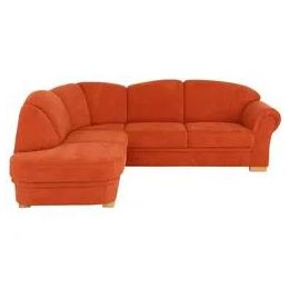 Ecksofa Home Affaire "Amrum L-Form", orange (terra), B:249cm H:91cm T:218cm, Jacquard ( 100% Polyester );Struktur Blume (100% Polyester), Sofas, Ecksofa, wahlweise mit Bettfunktion und Ottomane links/rechts