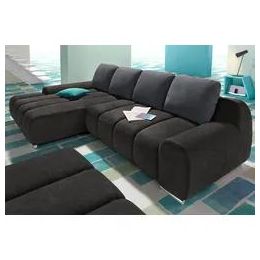 Ecksofa Home Affaire "Bono L-Form", schwarz (schwarz, grau), B:291cm H:90cm T:174cm, Luxus-Microfaser ALTARA NUBUCK (100% Polyester);Luxus-Microfaser ALTARA NUBUCK (100% Polyester);Samtstruktur (95% Polyester, 5% Polyamid), Sofas, Ecksofa, wahlweise mit Bettfunktion