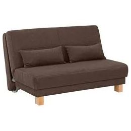 Schlafsofa Home Affaire "Gina", braun, B:140cm H:86cm T:95cm, Chenille (100% Polyester), Sofas, Schlafsofa, vom Sofa zum Bett mit einem Handgriff, in 4 Breiten, Nierenkissen