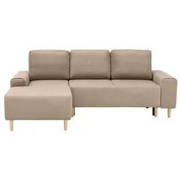 Ecksofa Home Affaire "Samu L-Form", beige, B:235cm H:93cm T:160cm, Microfaser PRIMABELLE (100% Polyester);Samtoptik (100% Polyester);Struktur fein (100% Polyester), Sofas, Ecksofa, wahlweise mit Bettfunktion und Bettkasten