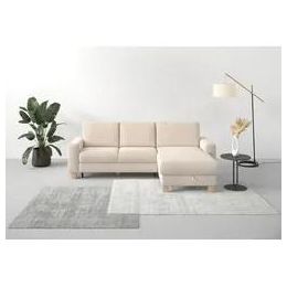 Ecksofa Home Affaire "Summer L-Form", beige (creme), B:249cm H:91cm T:164cm, 100% Polyester, Sofas, Ecksofa, mit Recamiere, mit oder ohne Bettfunktion und Bettkasten, Cord-Bezug