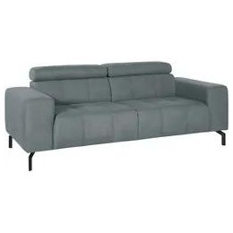 2-Sitzer DOMO collection "Cunelli zeitlos und elegant, moderne Sitzn&auml;hte als Designelement", blau (eisblau), B:208cm H:79cm T:104cm, Sofas, wahlweise mit 6-fach verstellbaren Kopfteilen, fester Sitzkomfort