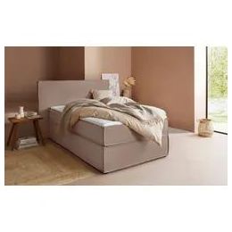 Boxspringbett "Yuma", grau (taupe), B:133cm L:213cm, 100% Polyester, LeGer Home by Lena Gercke, Komplettbetten, Boxspringbett, incl. Topper, in 4 Breiten, 3 Matratzenarten und je 2 H&auml;rtegraden