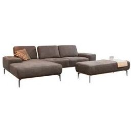 Ecksofa W.Schillig "run, Designsofa mit tollem Sitzkomfort, bequem, L-Form", braun (mocca s37), B:319cm H:88cm T:178cm, Longlife Xtra-Leder Z73: Naturwalkleder der Luxusklasse aus den erlesensten Rohh&auml;uten. Hautst&auml;rke 1, 1 &ndash; 1, 3 mm;ROHLEDER Jacquard-Flachgewebe Q2 W60 (63% Polyester, 37% Polyacryl);ROHLEDER Chenille-Flachgewebe Q2 W77 (68% Polyacryl, 32% Polyester);Stoff S37 (100% Polyester), Sof