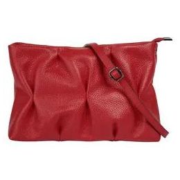 Umh&auml;ngetasche CLUTY, Damen, Gr. B/H/T: 24cm x 20cm x 5cm onesize, rot, Leder, leicht gl&auml;nzend, unifarben, Taschen Umh&auml;ngetasche, echt Leder, Made in Italy