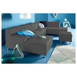 Wohnlandschaft Home Affaire "Jamie, zeitloses Design, fester Sitzkomfort, viel Platz, U-Form", grau, B:308cm H:72cm T:80cm, Sofas, Wohnlandschaft, wahlweise mit Bettfunktion