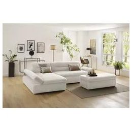 Ecksofa Home Affaire "Avesa L-Form", beige (creme), B:300cm H:80cm T:172cm, 95% Polyester, 5% Polyacryl, Sofas, Ecksofa, Wahlweise mit Armteilvertsellung und Bettfunktion, B/T/H: 300/172/80cm