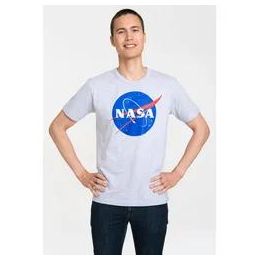 T-Shirt logoshirt "NASA Logo", Damen, Gr. XS, grau, 95% Baumwolle, 5% Viskose, bedruckt, meliert, normal, Rundhals, Shirts T-Shirt, mit coolem NASA-Logo