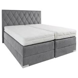 Boxspringbett, grau (dunkelgrau), B:190cm L:212cm, Bezug der Obermatratze: 100% Polyester, Bezug abnehm- und waschbar bis 60C;Unterbox und Kopfteil: Microvelours-Bezug (100% Polyester), Westfalia Schlafkomfort, Komplettbetten, Boxspringbett
