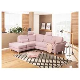 Ecksofa Home Affaire "Palace L-Form", rosa (rose), B:259cm H:89cm T:225cm, Struktur fein (100% Polyester);Struktur (100% Polyester);Luxus-Microfaser Lederoptik (100% Polyester), Sofas, Ecksofa, incl. Sitztiefenverstellung, wahlweise mit Bettfunktion und Stauraum