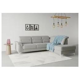 Sit & More Ecksofa SIT & MORE "Sinatra L-Form", silber, B:251cm H:85cm T:220cm, 90% Polyester, 10% Polyamid, Sofas, Ecksofa, mit Ottomane, optional mit Kopfteilverstellung und Armteilfunktion