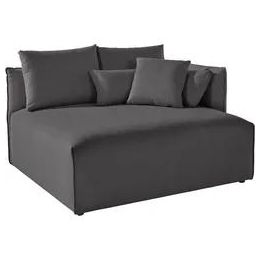 Ottomane OTTO HOME "N&ouml;re", grau (anthrazit), B:138cm H:86cm T:128cm, 60% Baumwolle/40% Leinen, Sofas, Ottomane, kurzes Lounge-Modul - zum Zusammenstellen, Breite 138 cm, Tiefe 128 cm