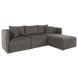 Ecksofa OTTO HOME "N&ouml;re L-Form", grau (anthrazit), B:262cm H:74cm T:172cm, Samtoptik (100% Polyester);Struktur (100% Polypropylene);Webstoff (100% Polyester);Struktur fein (100% Polyester);Luxus-Microfaser Lederoptik (100% Polyester);Baumwoll-/Leinenmix (60% Baumwolle/40% Leinen), Sofas, Ecksofa, 3 Teile, in vielen Bezugsqualit&auml;ten und Farben. Modulteile s. "N&ouml;re"