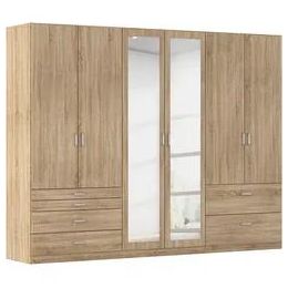 Kleiderschrank Rauch "Kleiderschrank Schrank Garderobe W&auml;scheschrank WILDBERG", braun (eiche sonoma), B:271cm H:210cm T:54cm, Holzwerkstoff, Schr&auml;nke, Kleiderschrank, mit 6 Schubladen, obere Schublade mit Holz-Einteilung MADE IN GERMANY