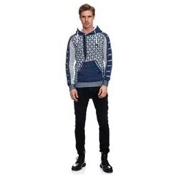 Kapuzensweatshirt Rusty Neal, Herren, Gr. XXL, blau (blau, wei&szlig;), 75% Polyacryl, 25% Baumwolle, mehrfarbig, unifarben, normal, ohne Ausschnitt, Sweatshirts, in ausgefallenem Design