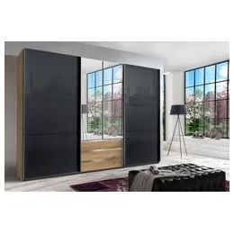 Schwebet&uuml;renschrank wimex "Magic by fresh to go", grau (plankeneichefarben, au&szlig;ent&uuml;ren grauglas), B:300cm H:216cm T:65cm, Schr&auml;nke, Schwebet&uuml;renschrank