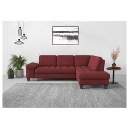 Sit & More Ecksofa SIT & MORE "Westham L-Form", rot (bordeaux), B:261cm H:88cm T:179cm, 100% Polyester, Sofas, Ecksofa, mit Ottomane, mit oder ohne Bettfunktion, Bettkasten, Verstellung