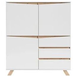 Highboard Inosign "Valentin", wei&szlig;, B:120cm H:137cm T:38cm, Melamin, Spanplatte, Sideboards, Highboard, 3 Schubk&auml;sten und 3 T&uuml;ren, Breite 120cm in modernem Scandi - Design