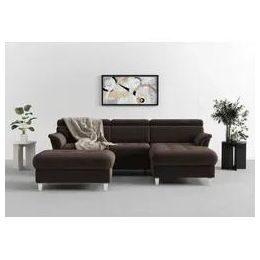 Sit & More Ecksofa SIT & MORE "Marano L-Form", braun (espresso), B:257cm T:166cm, 98% Polyester, 2% Polyamid, Sofas, Ecksofa, inklusive Kopfteilverstellung, wahlweise mit Bettfunktion, Bettkasten